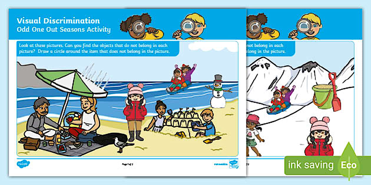 Visual Discrimination Odd One Out Seasons Activity Cards
