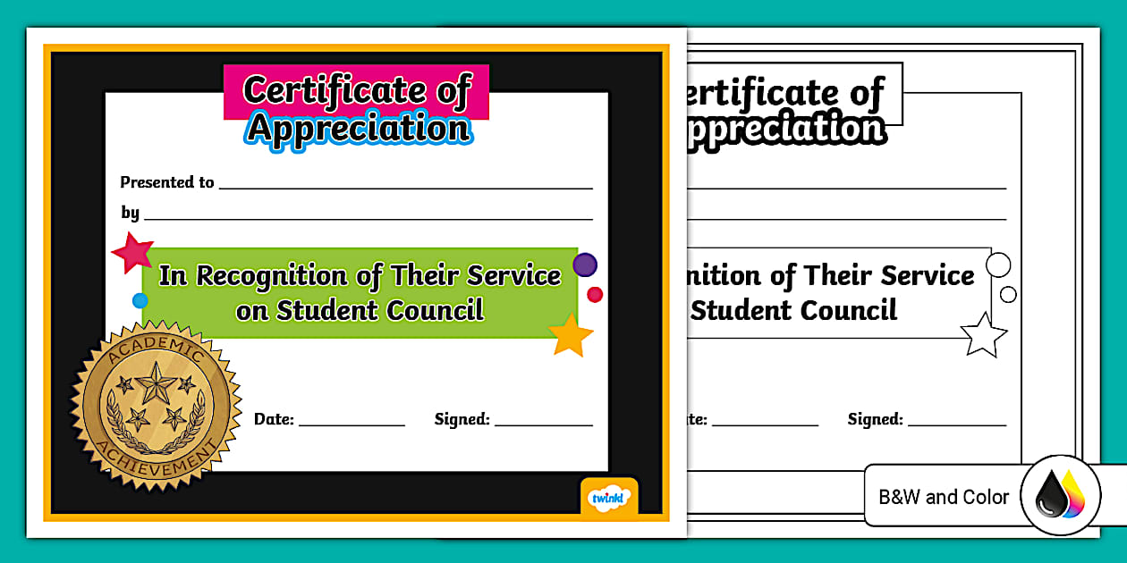 Student Council Certificate (Teacher-Made) - Twinkl