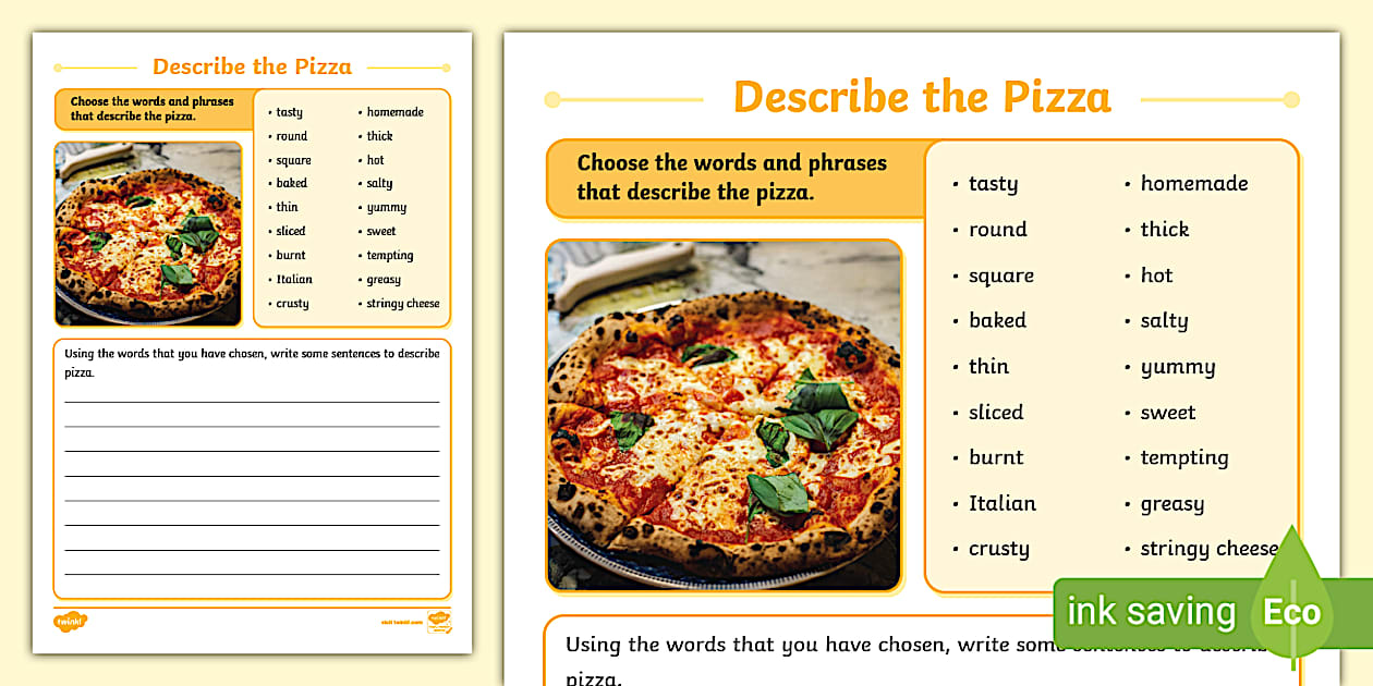 Describe the Pizza Writing Activity, Pizza (Lehrer gemacht)