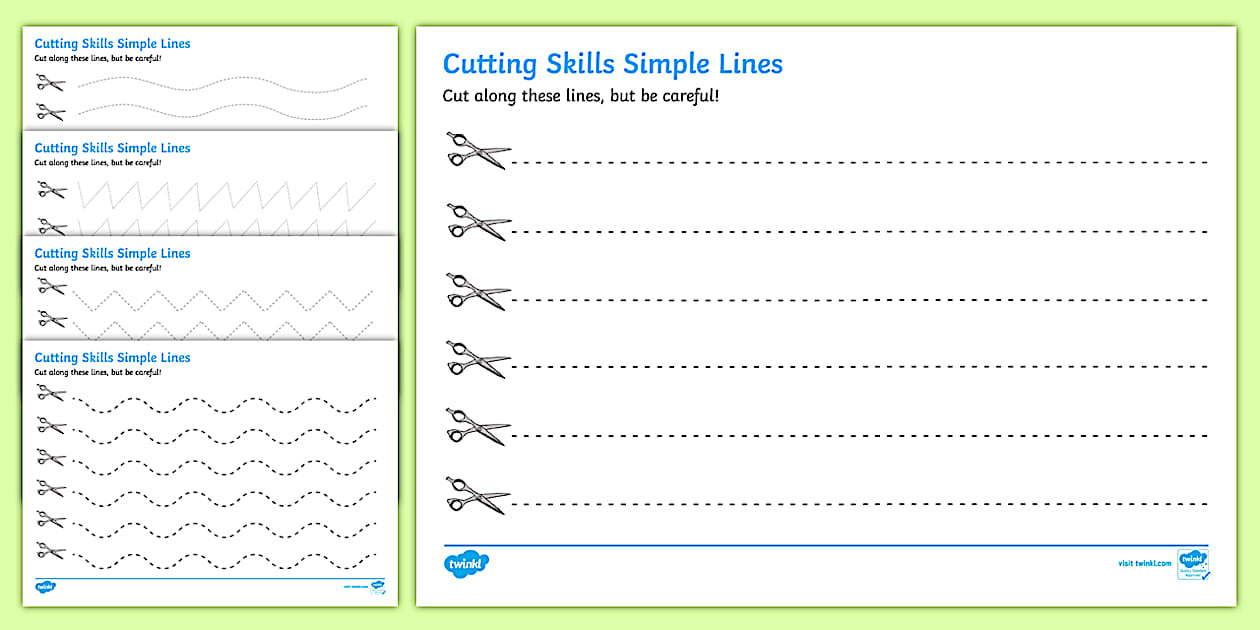 👉 Cutting Skills Worksheets (Lines) - Primary Art Resources