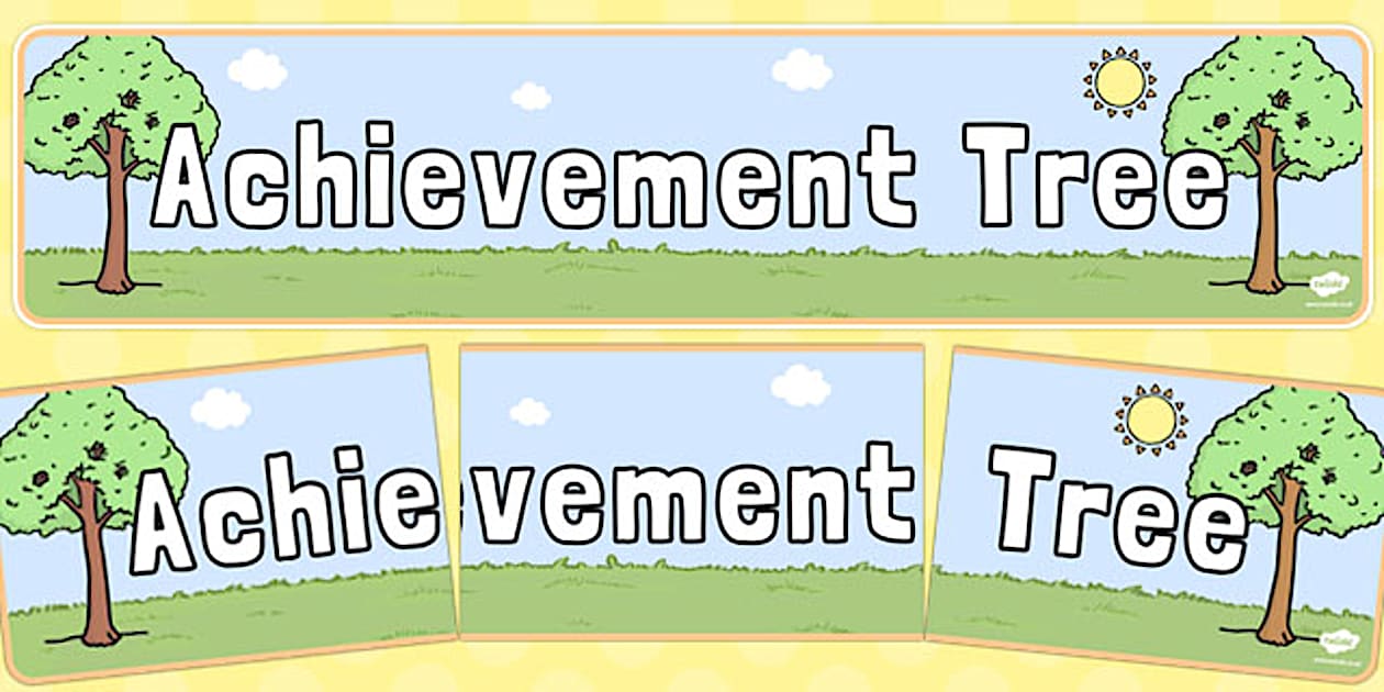 Editable Achievement Tree Display Banner Neutral Colours