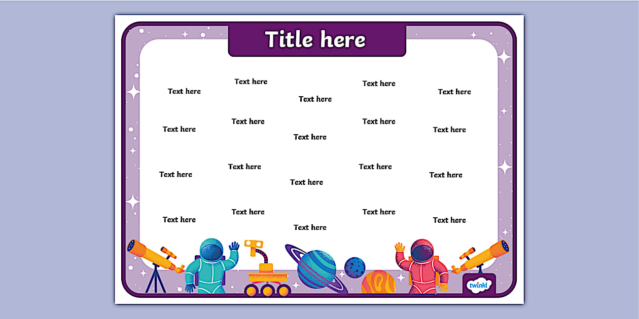 Black and White Space Themed Editable Word Mat - Twinkl