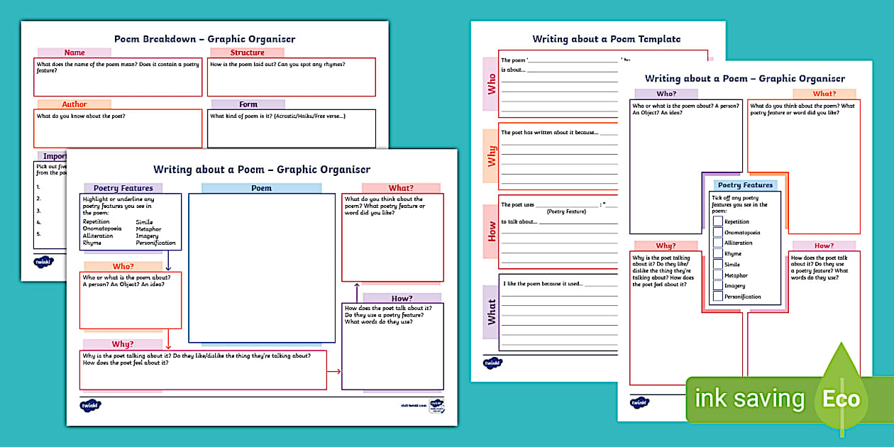 Poetry Analysis - Graphic Organisers for Young EAL Learners