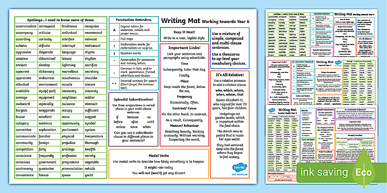 Year 6 Differentiated Writing Mats Other (teacher made)
