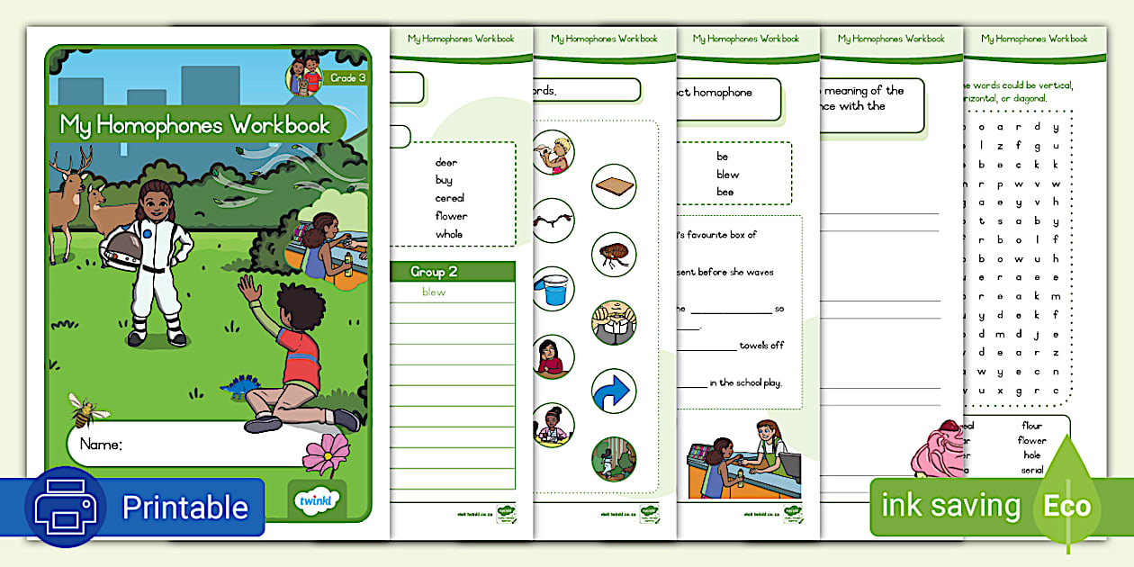 Grade 3 Phonics: Homophones Workbook (teacher made) - Twinkl