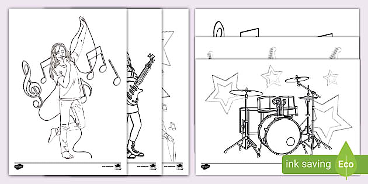 Rock Star Colouring Sheets (teacher made) - Twinkl