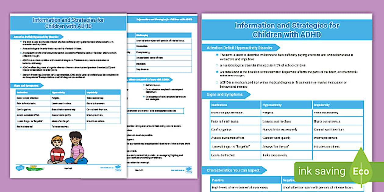 ADHD Fact Sheet For Teachers - ADHD handouts - Twinkl