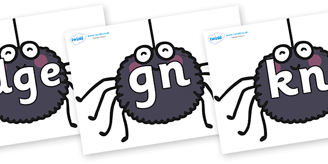 Cursive Silent Letters on Spiders (teacher made) - Twinkl