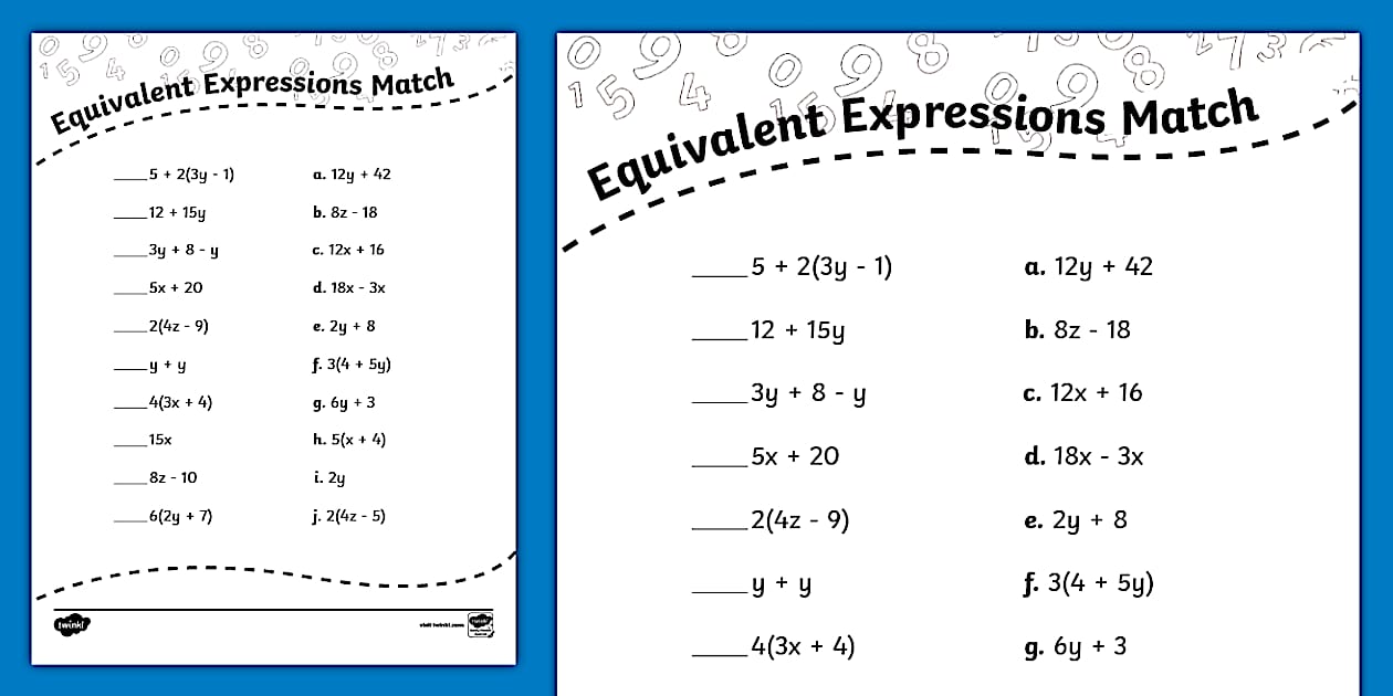Seventh Grade Equivalent Expressions Match (Teacher-Made)