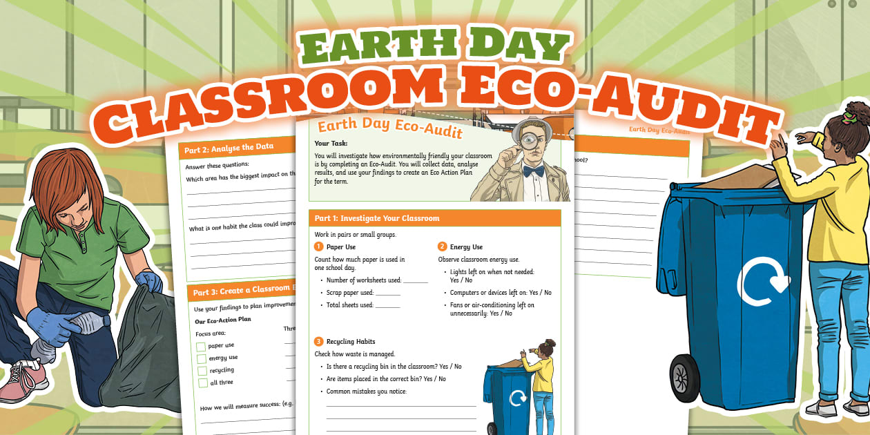 Twinkl Australia 3-6 Earth Day Classroom Eco-Audit Activity Sheet
