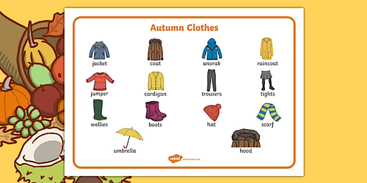 Cursive Autumn Clothes Word Mat (teacher made) - Twinkl