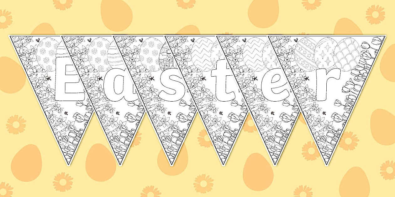 Happy Easter Colouring Bunting (Teacher-Made) - Twinkl