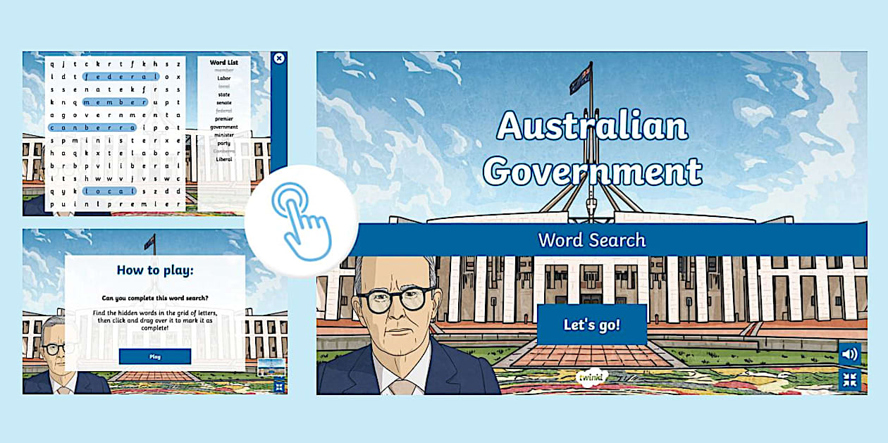 Interactive Australian Government Word Search ∣ Year 6 HASS