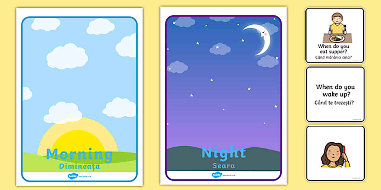Morning and Night Sorting Activity Romanian Translation