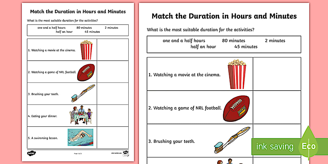 What's the Duration in Hours and Minutes Worksheet - Twinkl
