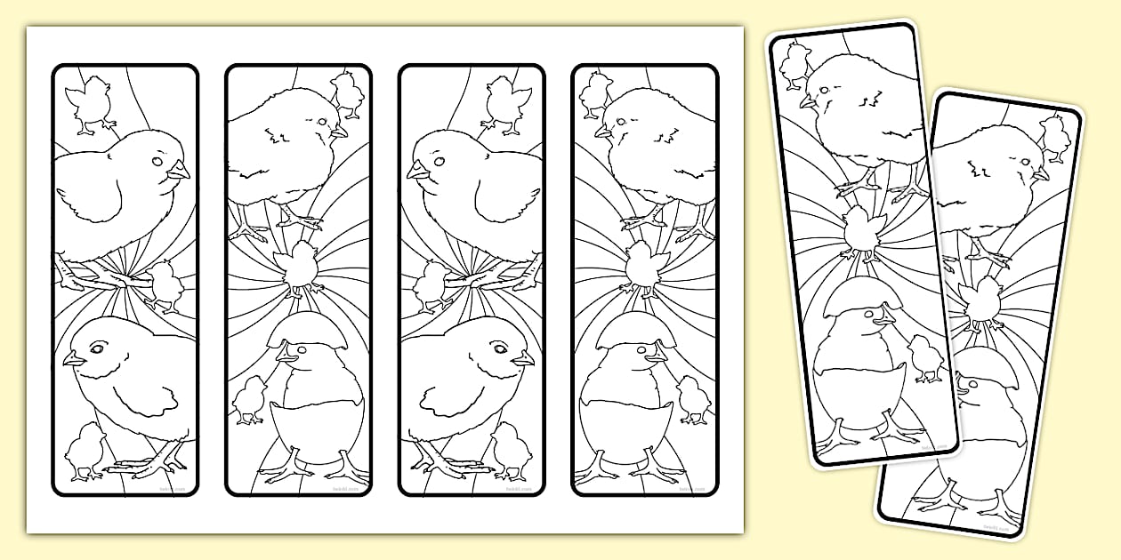 Chick Colouring Bookmarks (teacher made) - Twinkl