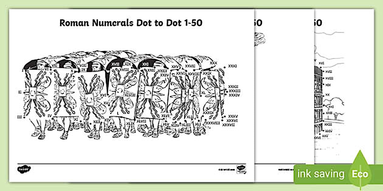 👉 Roman Numerals Dot to Dot 1-50 - Twinkl