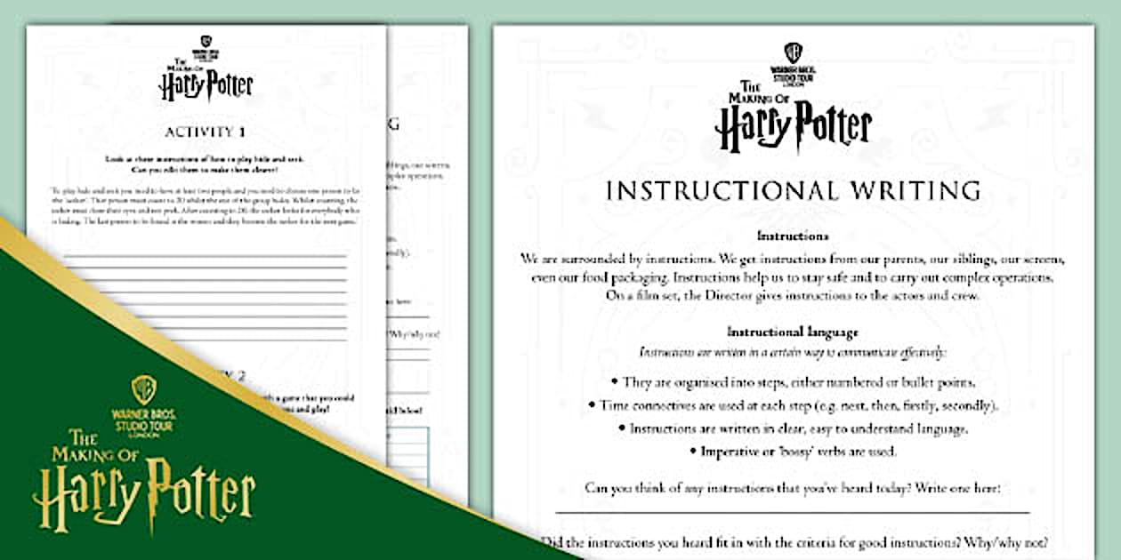 FREE! - Harry Potter Instructional Writing Activity Sheet