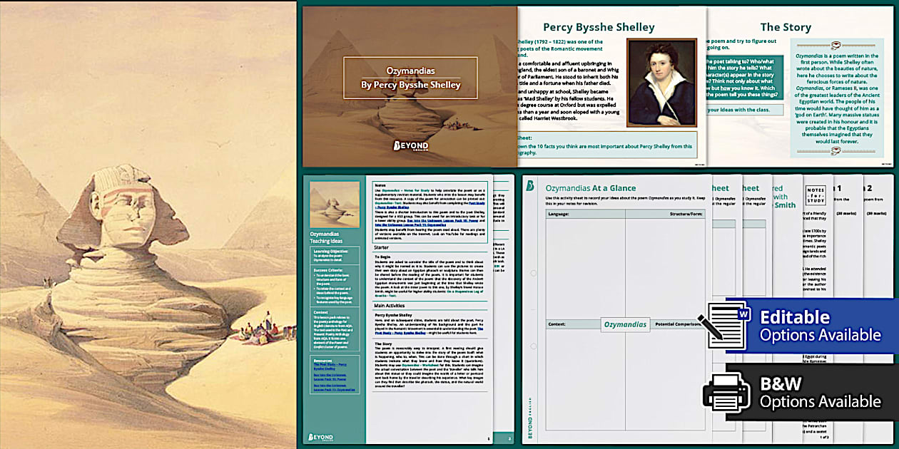 GCSE Poetry Lesson Pack - 'Ozymandias' by Percy Bysshe Shelley