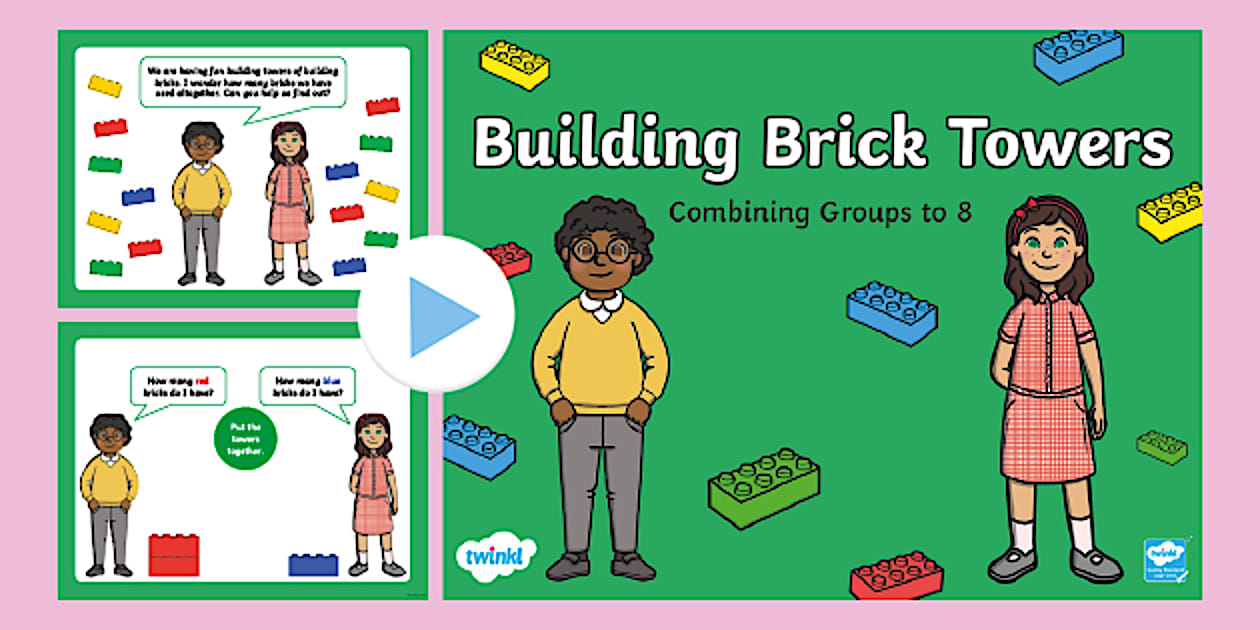 👉 Building Brick Towers Combining Groups to 8 PowerPoint