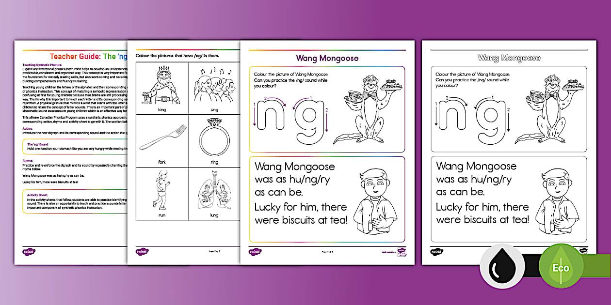 NG Words Phonics Worksheet | Early Years | Twinkl CA