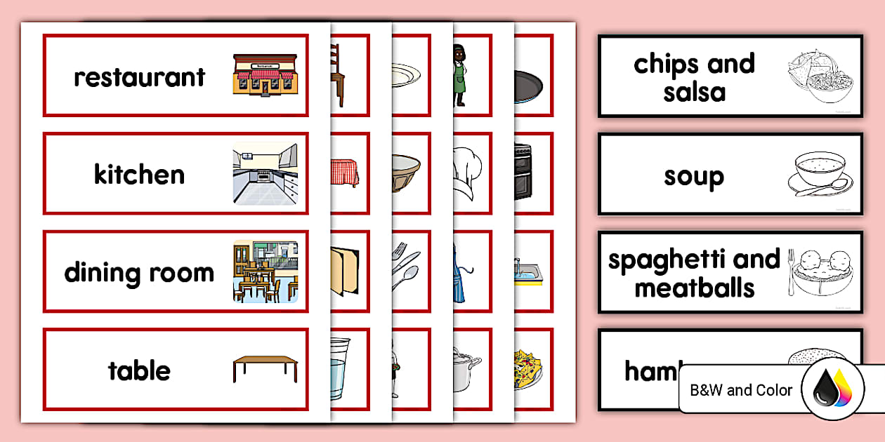 Restaurant Dramatic Play Word Cards - Twinkl