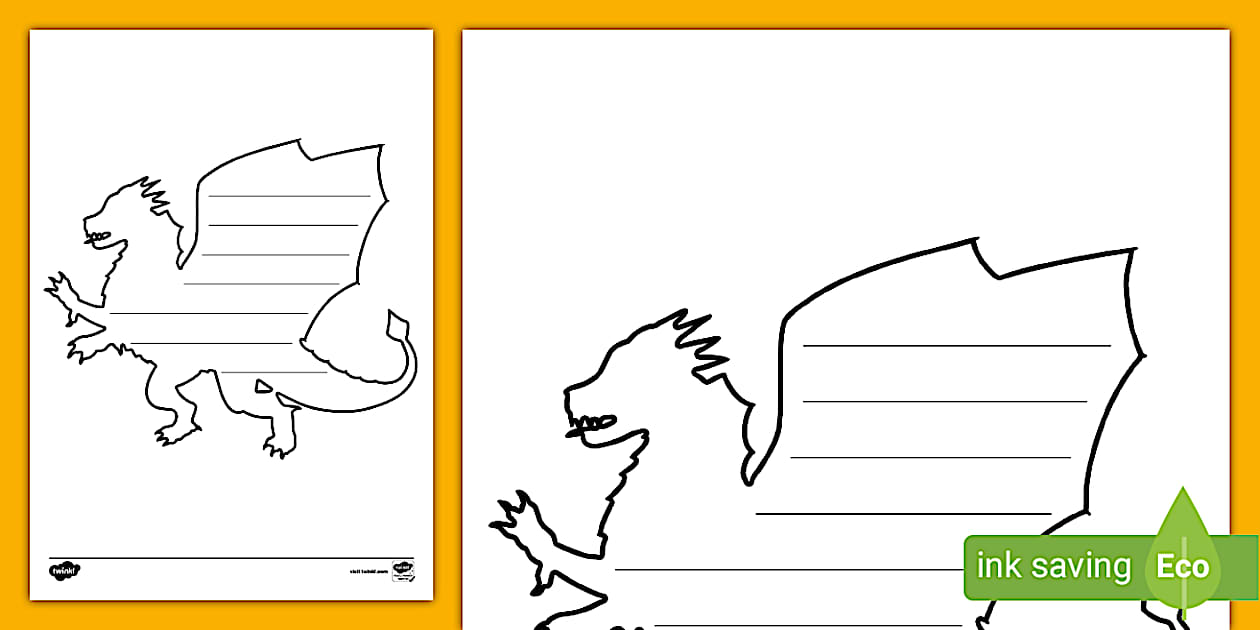 Dragon Writing Template (teacher made) - Twinkl