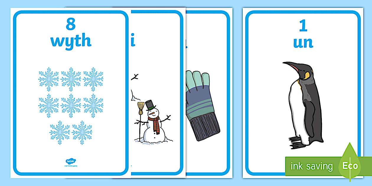 Winter Themed Number with Words & Numbers (1 - 10) Display Posters