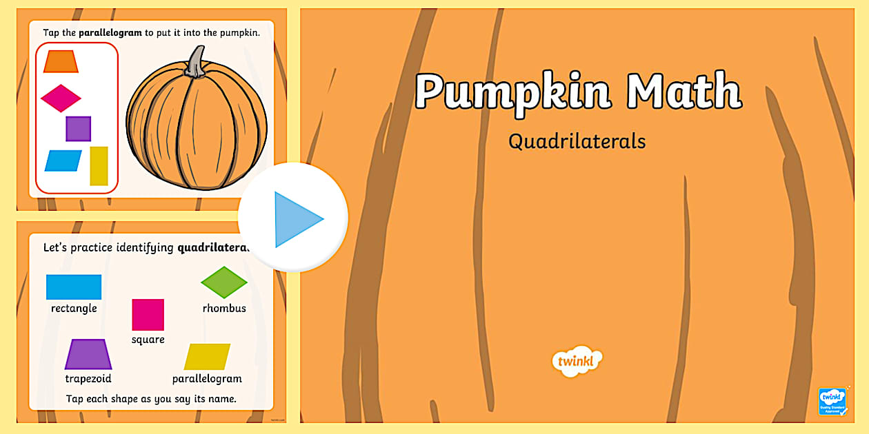 Pumpkin Math Quadrilaterals Interactive PowerPoint - Twinkl