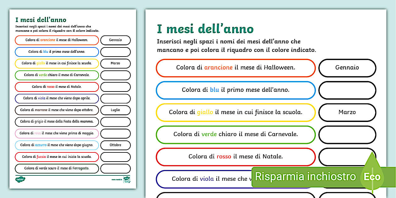 I mesi dell'anno scuola primaria (teacher made) - Twinkl