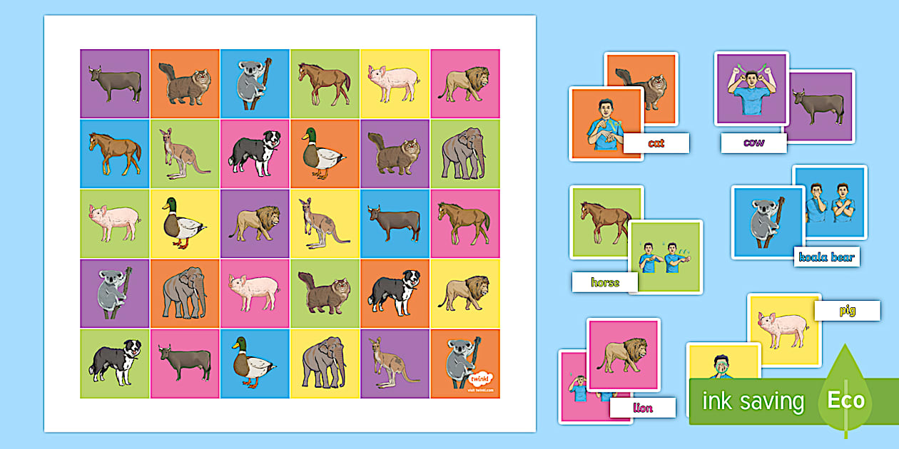 Auslan Animals Colour Cards (Compatible with Bee-Bot)
