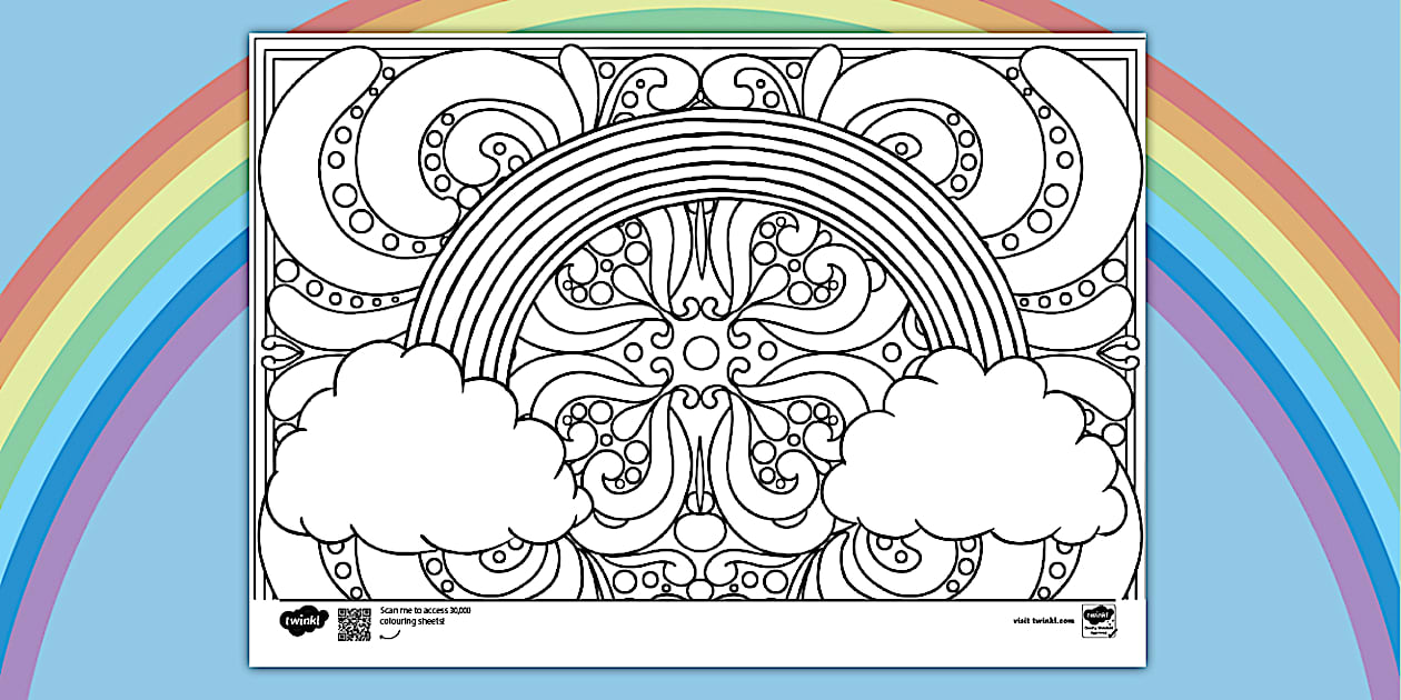 Mindfulness Rainbow Colouring Page (Teacher-Made) - Twinkl