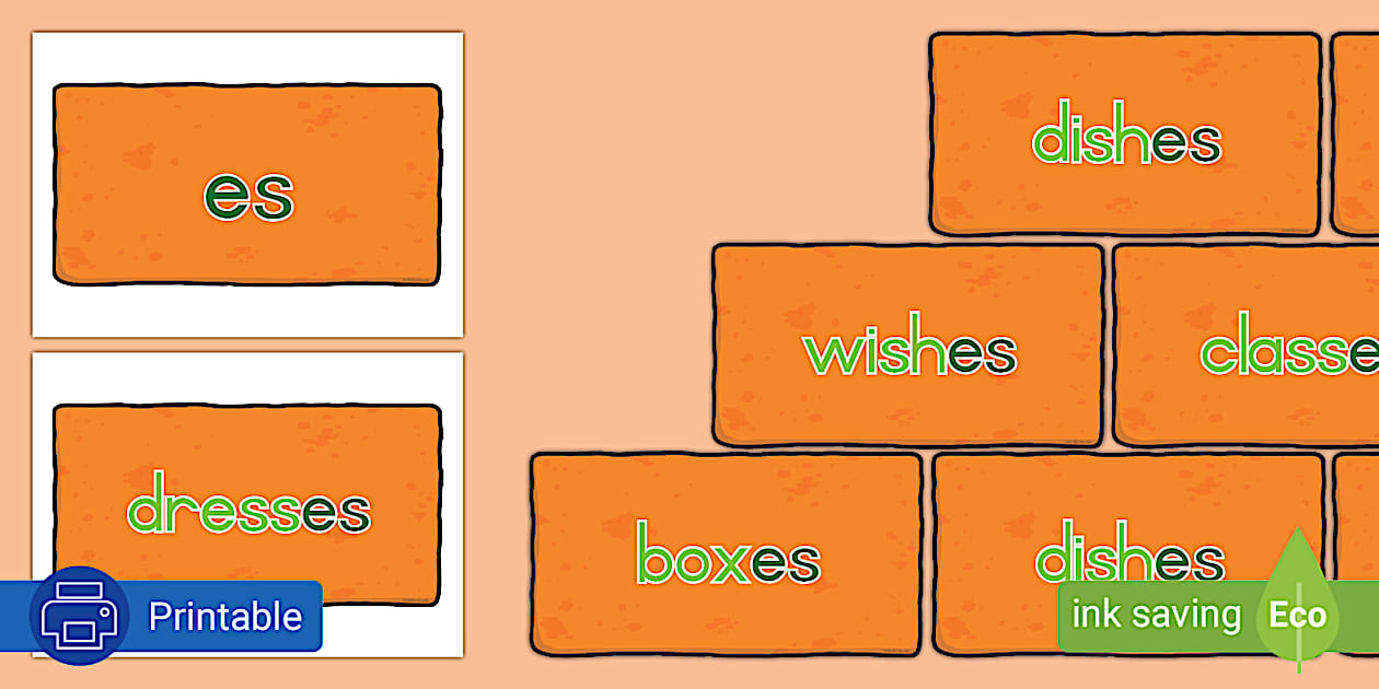 Grade 1 Phonics: Adding -es Word Wall Cards (teacher made)