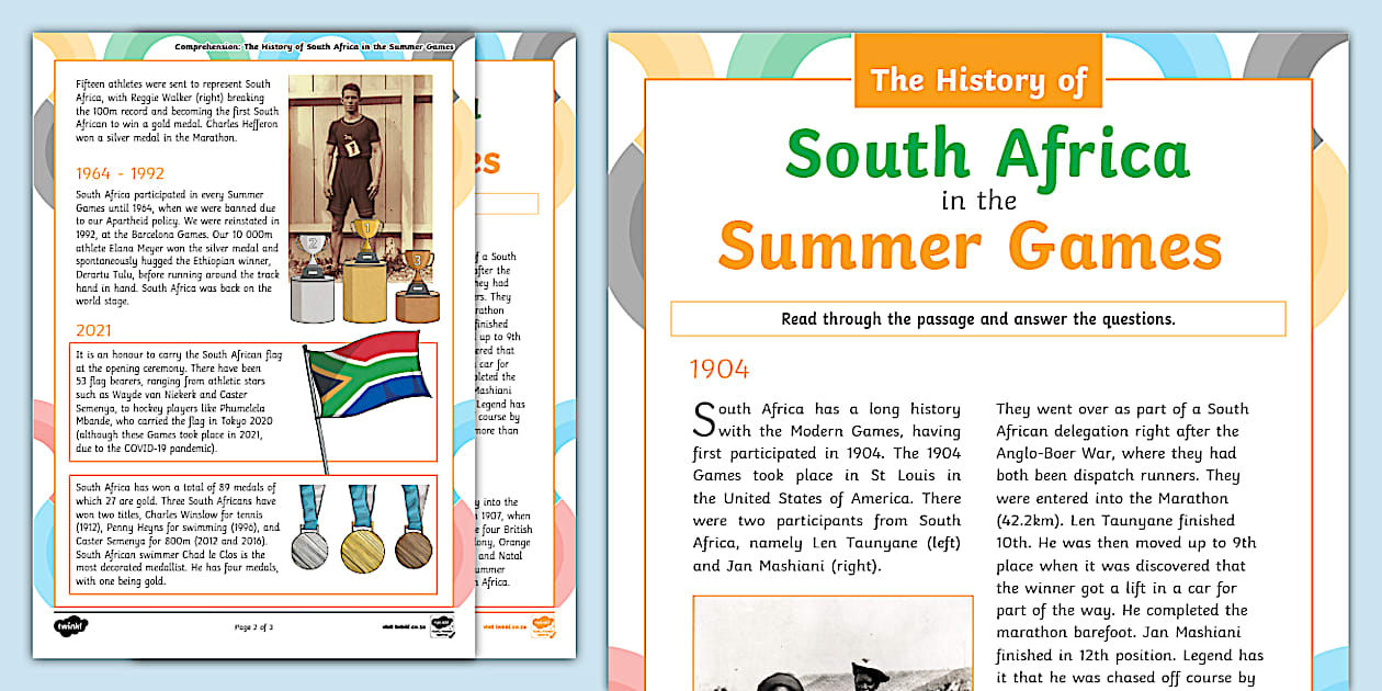 History of South Africa and the Summer Games: Comprehension