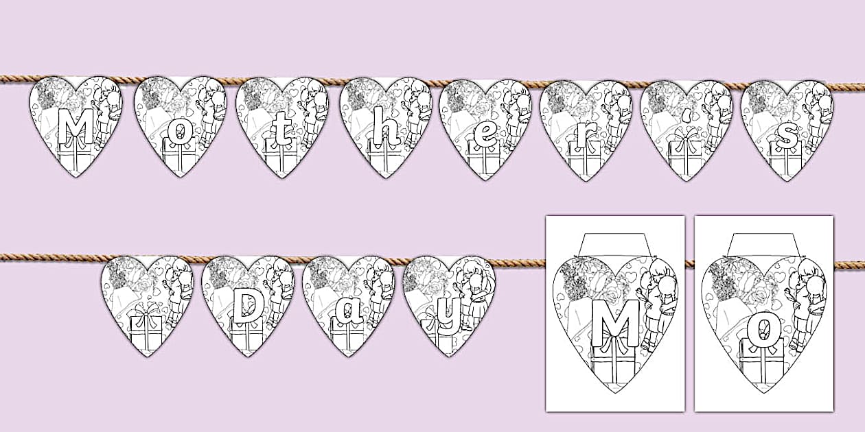 Mother's Day Colouring Display Bunting (teacher made)