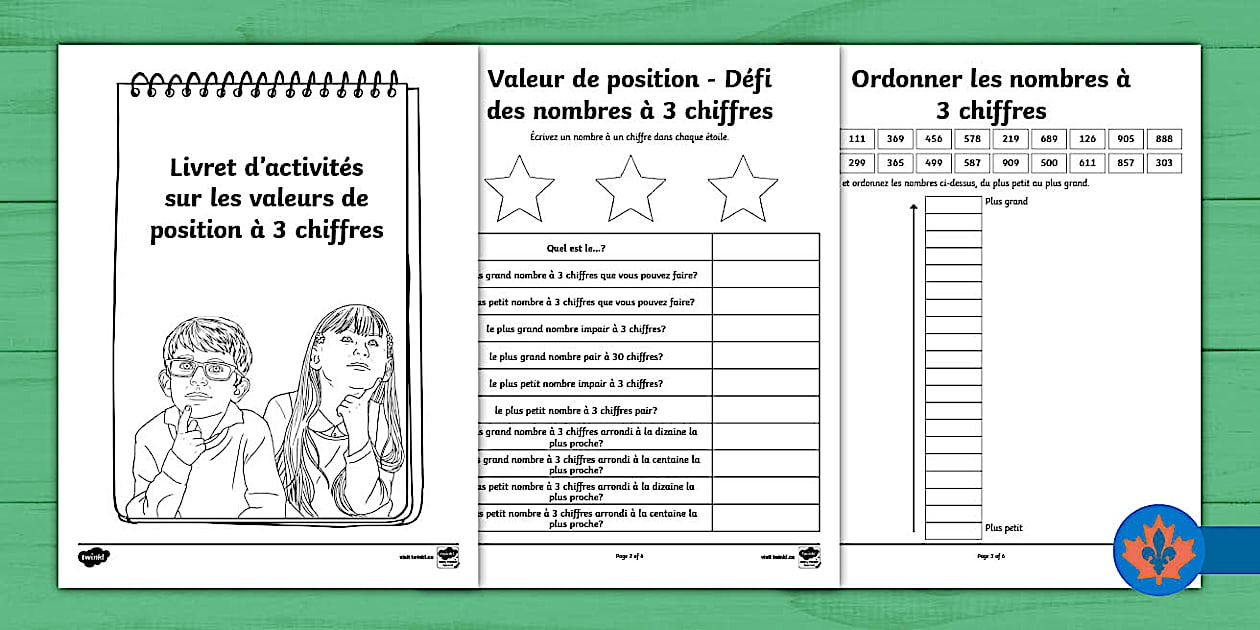 Place Value 3 Digit Numbers Activity Booklet French - Twinkl