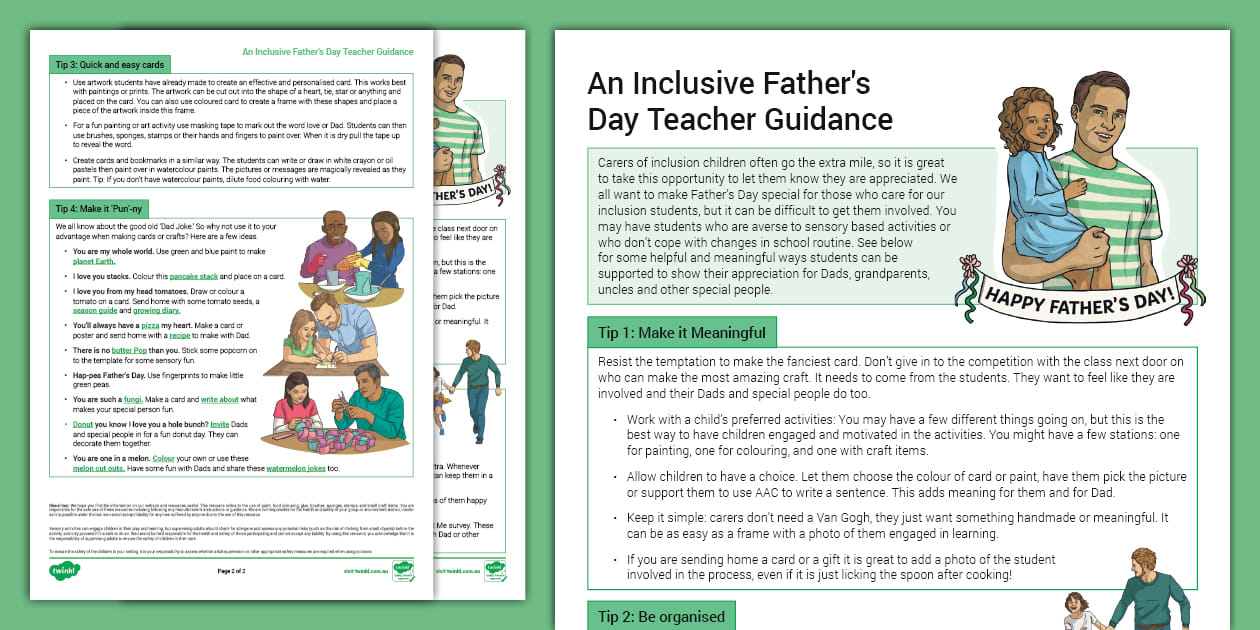 An Inclusive Father's Day: Teacher Guidance (teacher made)