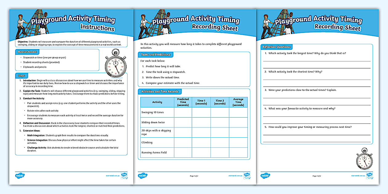 Outdoor Maths: Playground Activity Timing (teacher made)
