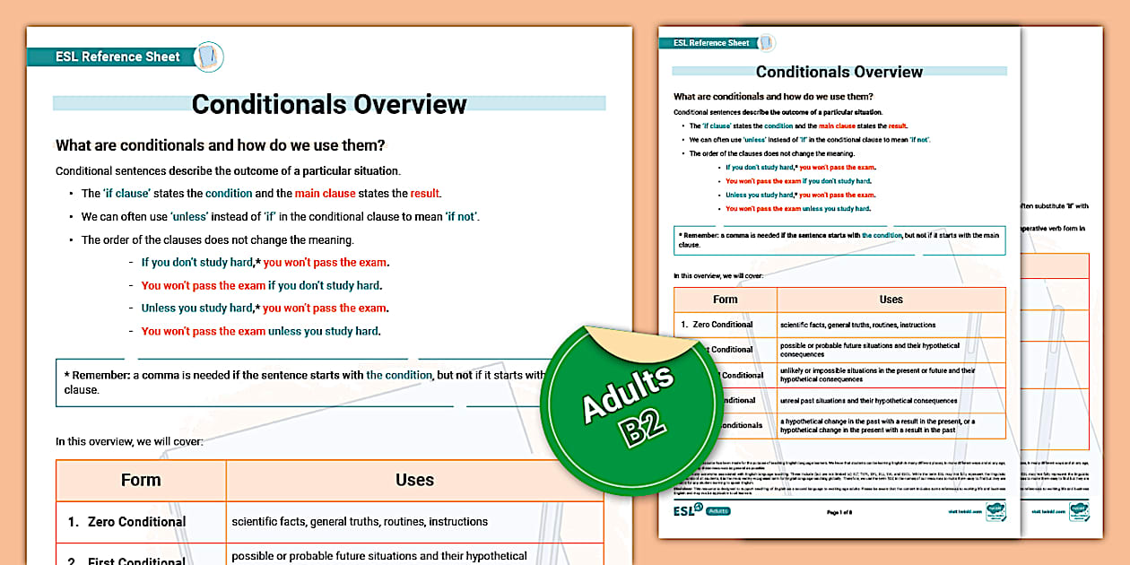 ESL Conditionals Overview for upper-intermediate adults.