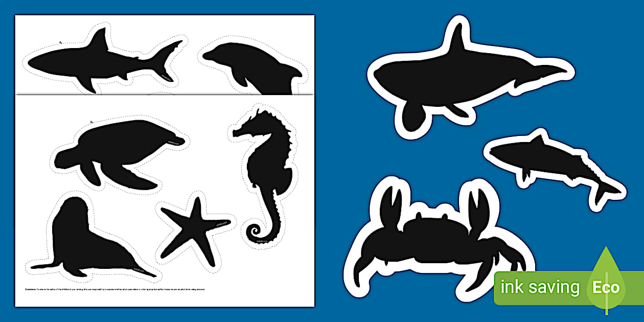 Sea Creature Silhouette Cut-Outs - Twinkl