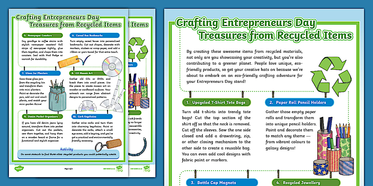 Crafting Entrepreneur's day Treasures from Recycled Items