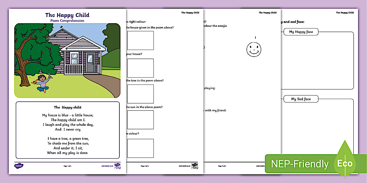 The Happy Child Poem Comprehension - Twinkl