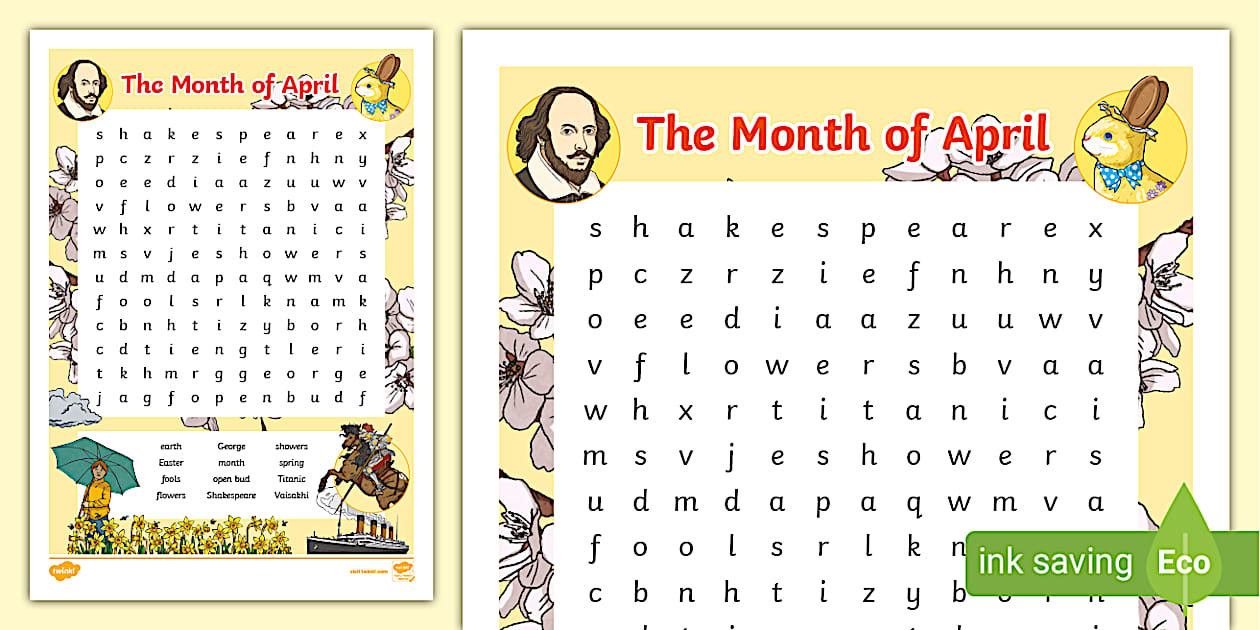 The Month of April Word Search (teacher made) - Twinkl