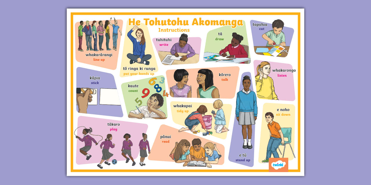 Classroom Instructions in Te Reo Māori Poster - Twinkl