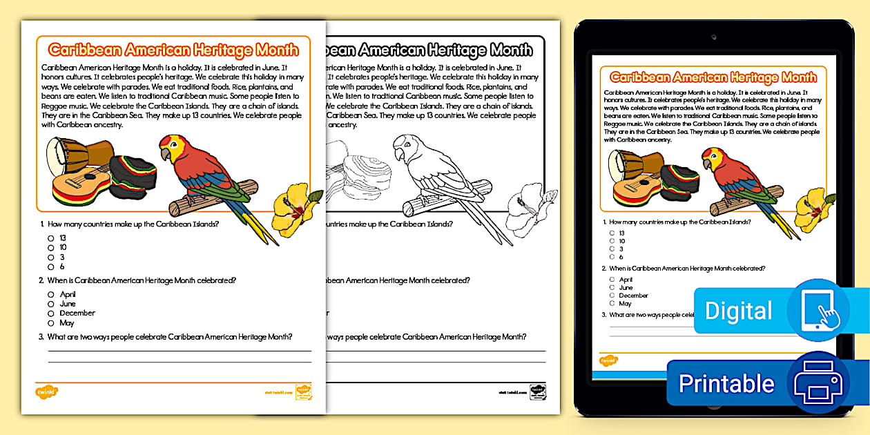 Caribbean American Heritage Month Reading Passage - Twinkl