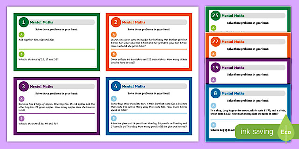 Mental Maths Challenge Cards - LKS2 (teacher made) - Twinkl