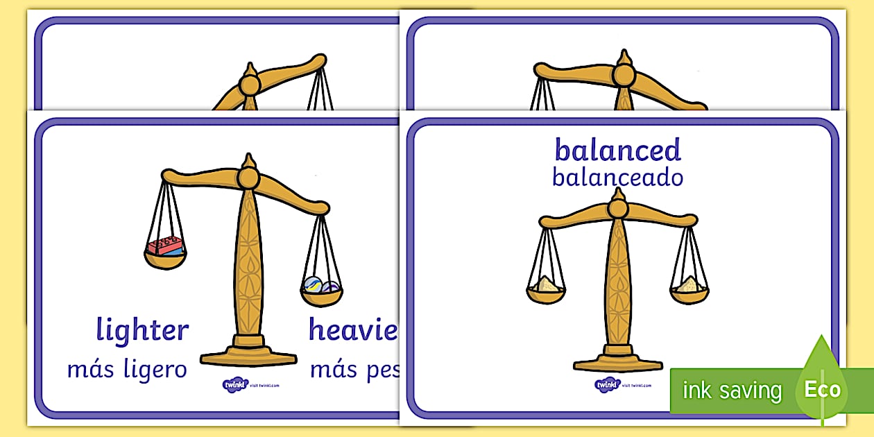 Weight Comparison Display Posters English/Spanish - Twinkl
