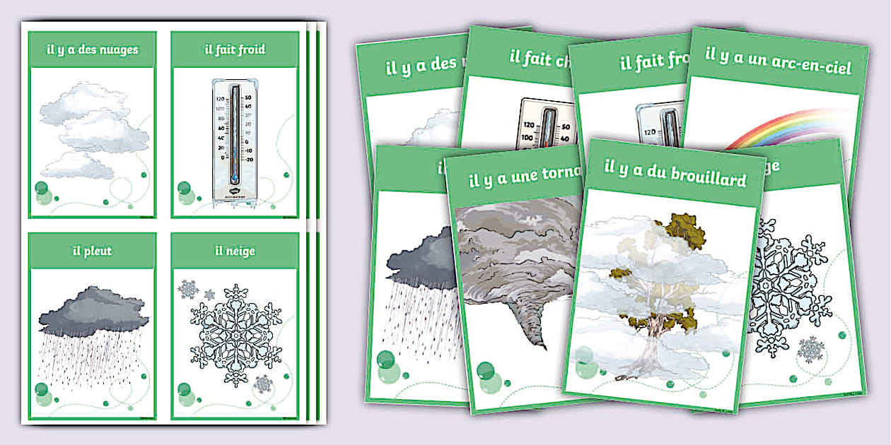 French Weather Symbols | French Weather Cards - Twinkl