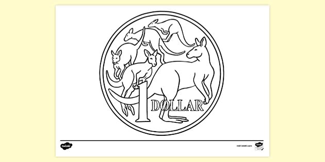 Australian One Dollar Coin Colouring | Colouring Sheets