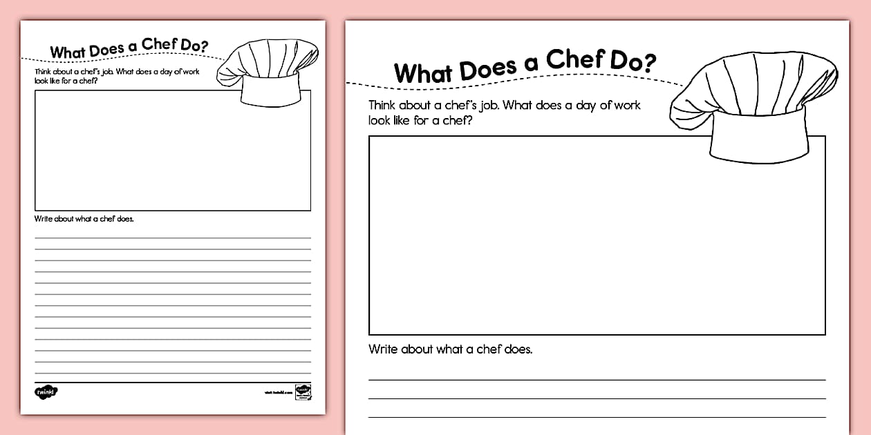 What Does a Chef Do? Draw and Write Worksheet for K-2nd Grade